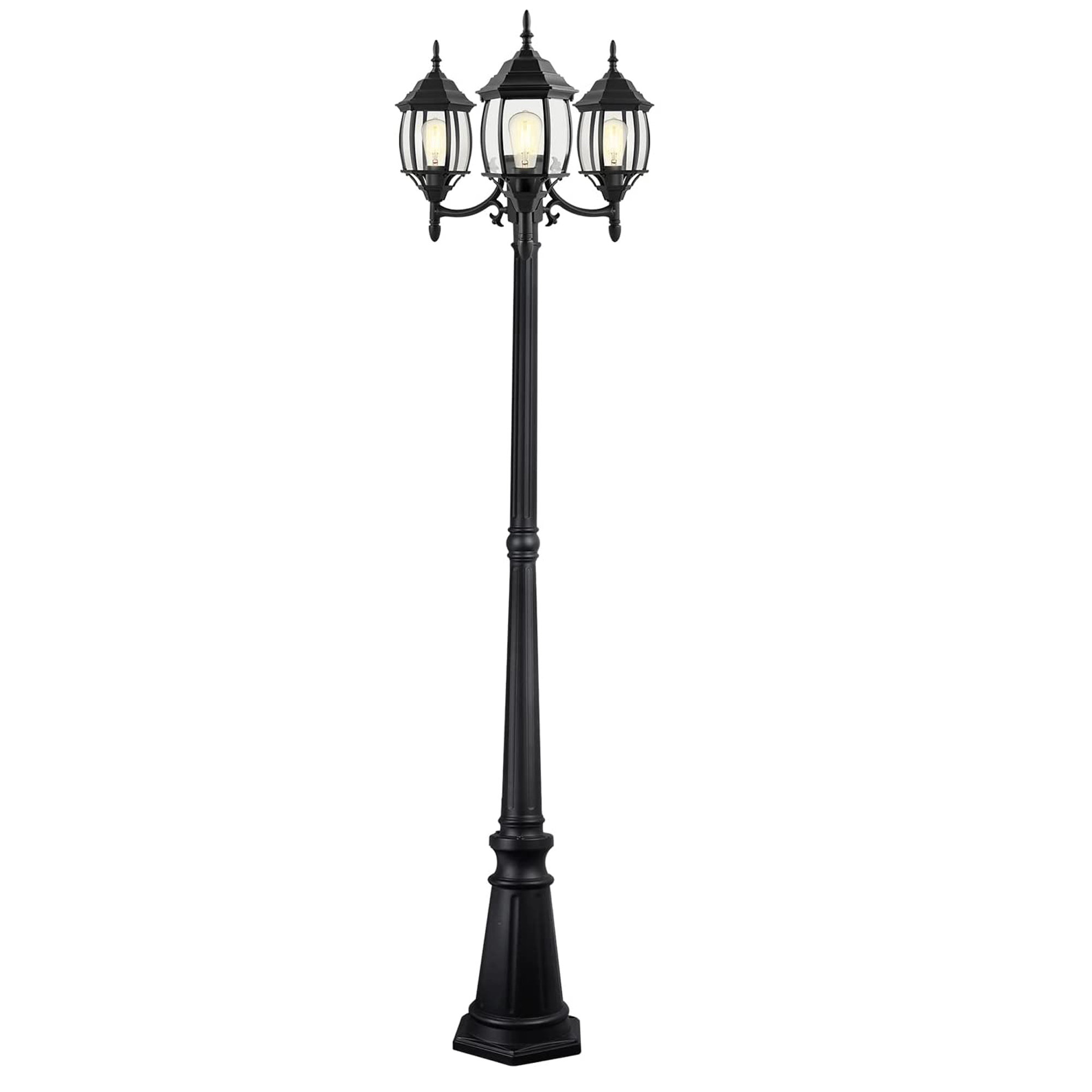 Alcott Hill® Bianchina Black Aluminum 3-Light 85.43" H Hardwired Lamp Post (Full) & Reviews ...